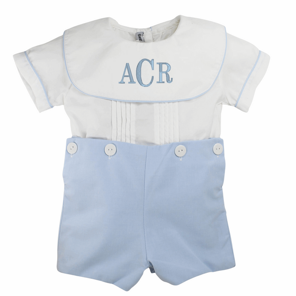 Boys Bobby Suit White Blue with Portrait Collar - Hiccups Children's ...