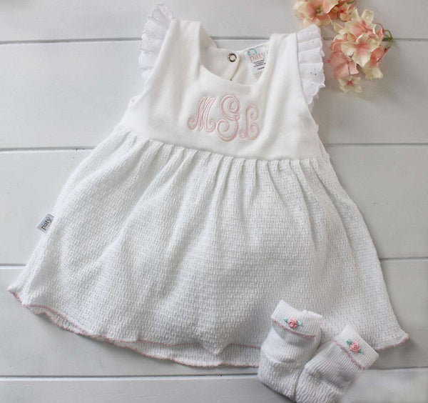 Paty Inc Baby Girl Dress White Pink Knitted Layette - Hiccups Children ...